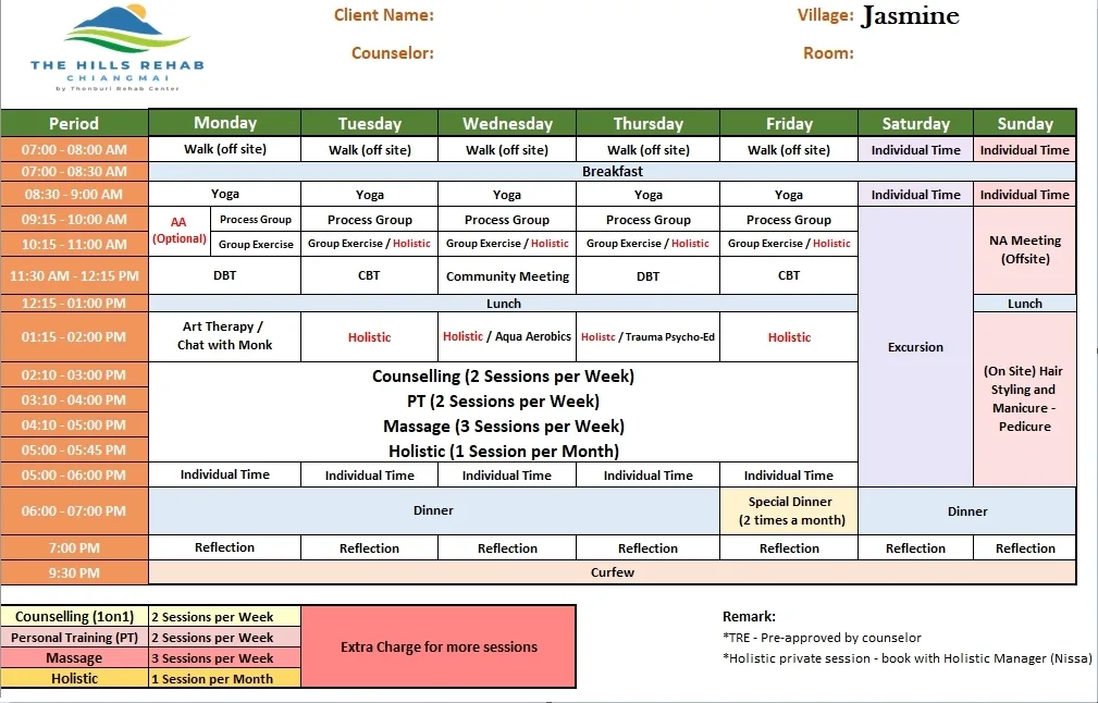 Programme Overview - The Hills Rehab Thailand